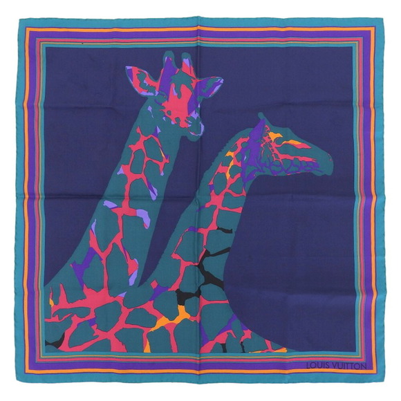 Louis Vuitton | Accessories | Louis Vuitton Scarf Silk Navy Giraffe ...
